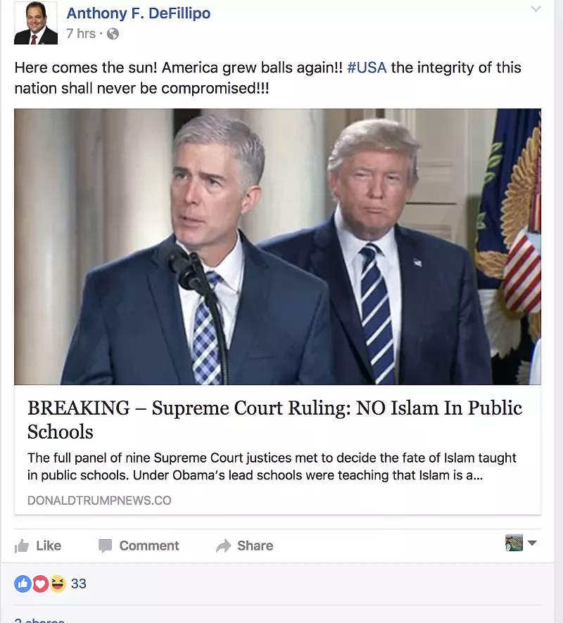 North Miami Beach Commissioner Anthony DeFillipo Shares Fake ...